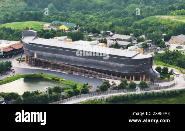 Christian theme park museum in USA. Noahs ark replica at Ark Encounter ...