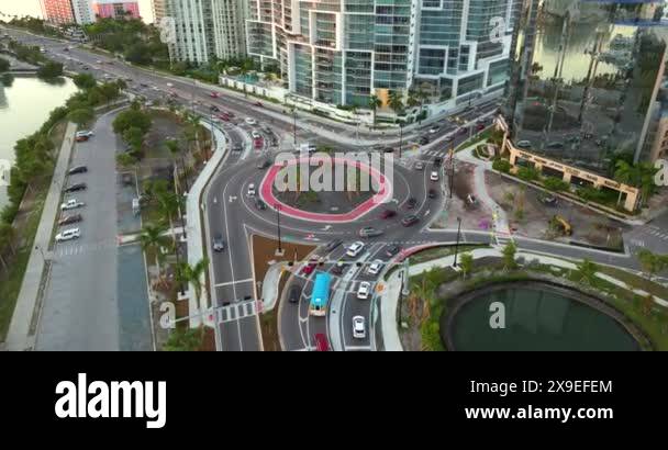 Gulfstream Avenue roundabout intersection in Sarasota, Florida ...