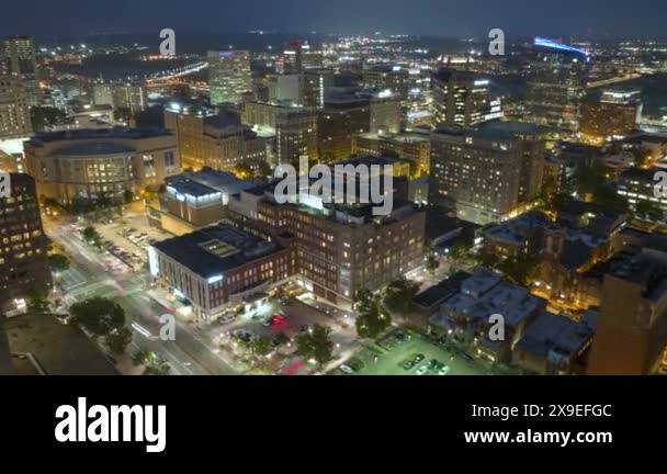 Night urban landscape of downtown district of Richmond in Virginia ...