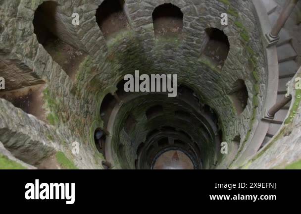 SINTRA, PORTUGAL - APRIL 25, 2024: Overhead view inside the spiral ...
