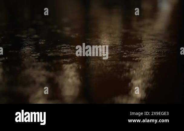 Rain Drops Falling in Rainy Night in Slow Motion Rainfall Stock Video ...