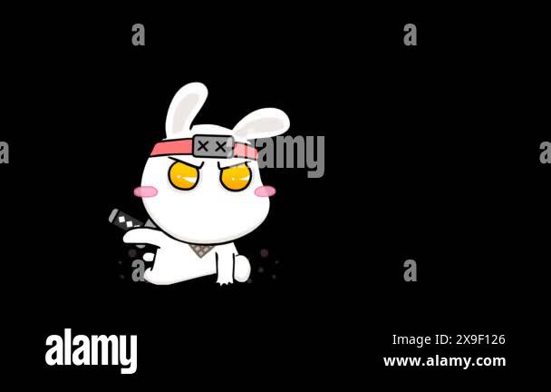 Animated ninja rabbit ninja rabbit greeting with text - Transparent ...