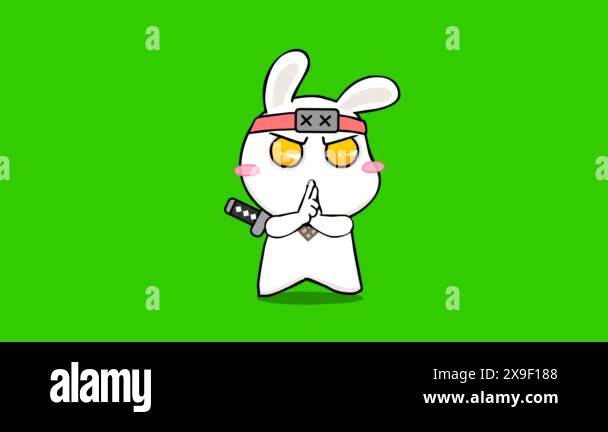 Animated ninja rabbit casting spells and bursting with excitement on ...
