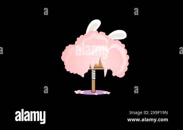 Animated ninja rabbit waving goodbye with an explosion of excitement ...