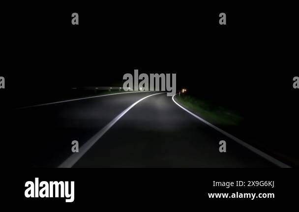 driving a car on a countryside road at night with adaptive matrix LED ...