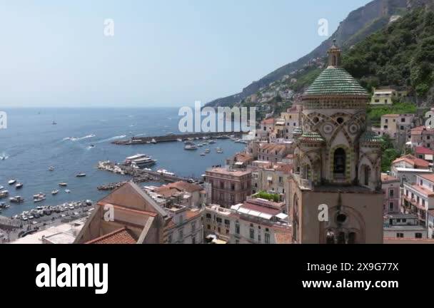 Amalfi coast view at sunrise, Italian seaside near Naples, towns of ...
