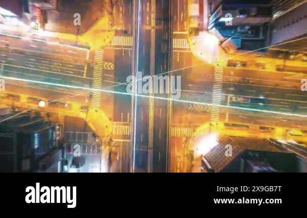 Street intersection at night with modern data visualization overlays ...