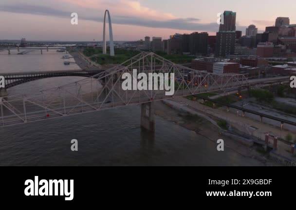 Aerial view of St. Louis Martin Luther King Jr. Bridge with traffic at ...