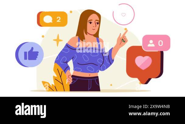 Internet addiction and digital overload. Moving banner with anxious ...