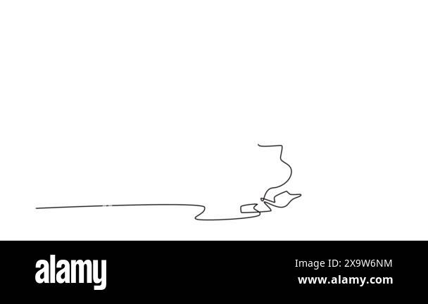 Self drawing animation of single line draw of peeled healthy brown ...