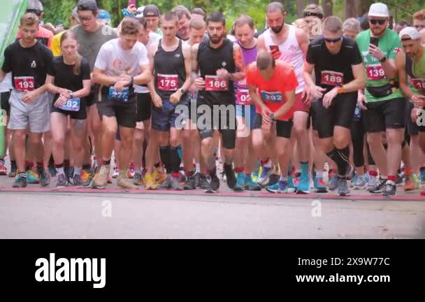Batumi, Georgia - April 15, 2024: Start of mass race, start of runners ...