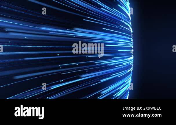 Abstract luminous lines or light fibers, smooth movement of light ...
