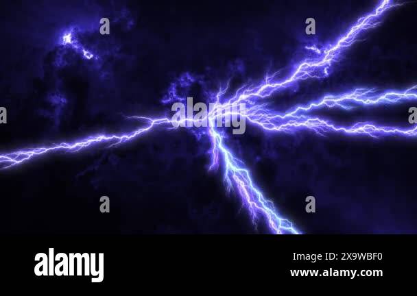 From the center emanates blue and white light rays and lightning, beams ...