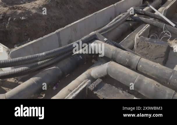 Branching of plastic water tubes in waiting to be connected to supply ...