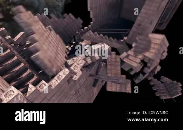 Watchtower Prison Tower Crash Explosion Alpha Matte Smoke Close up ...