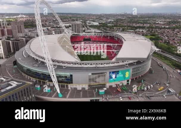 Spectacular aerial view over Wembley stadium London from above - the ...