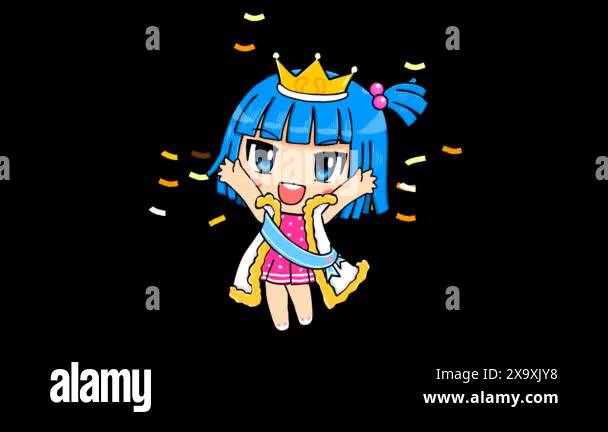 Animated Beauty Queen with Blue Hair Stock Video Footage - Alamy