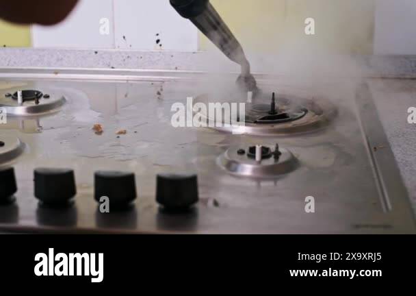 Witness the power of steam as a steam cleaner tackles burnt food ...