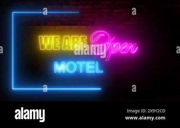 motel billboard neon light effect green screen background Stock Video ...