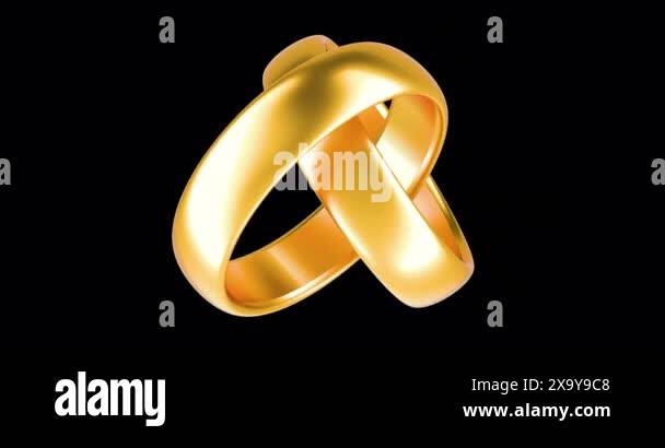 Golden wedding rings his and hers matching set, rotation and motion ...