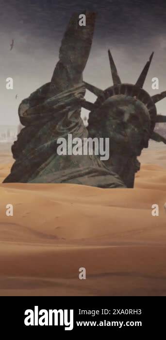 Vertical Apocalyptic Liberty Sandstorm 4K features an apocalyptic ...