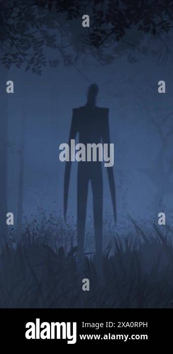 Vertical Slender Creature in Foggy Forest with Bats 4K Loop features a ...