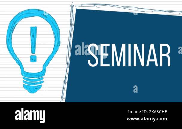 Seminar concept image with text and blinking changing various bulb ...