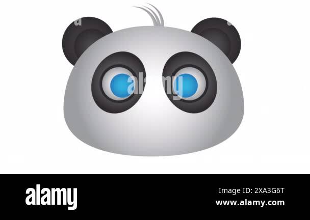 Cute Panda simple animation in 4k - Alpha Channel. Black and white cute ...