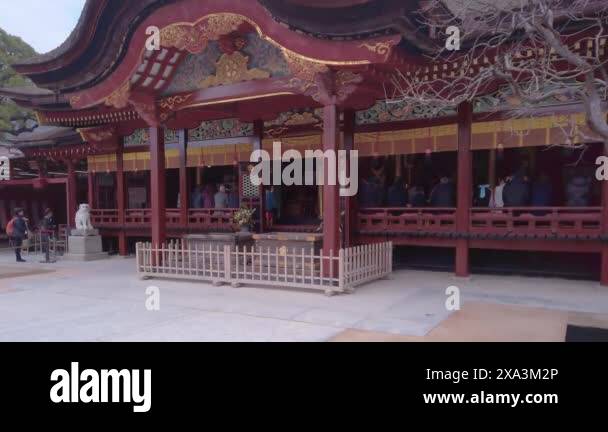 kyushu, fukuoka - dec 07 2022: Tilt-up video capturing the Shinto ...