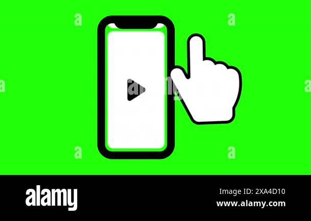 Hand gesture animation scrolling up. Smartphone icon on green screen ...