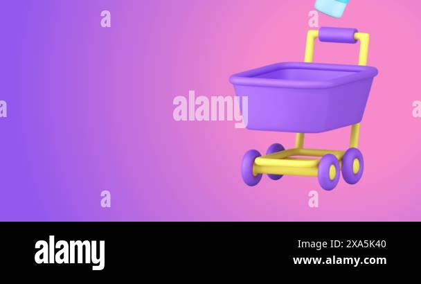 Supermarket trolley full grocery shopping goods food market purchase 3d ...