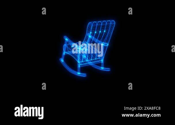 Rocking Chair symbol of blue wireframe hologram in motion nice 3 d ...