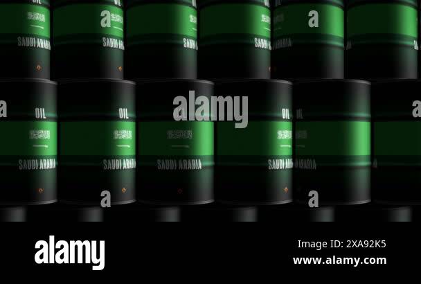 Saudi Arabia oil business and fuel extraction barrels in row seamless ...