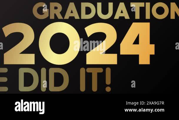 Black and gold 2024 Graduation animation. Vintage party invitation ...