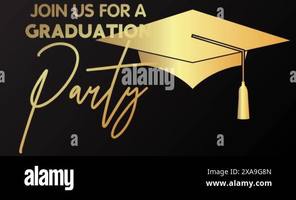 Black and gold 2024 Graduation animation. Vintage party invitation ...