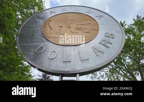 Front of Giant Toonie replica monument at Old Mill park along Trent ...