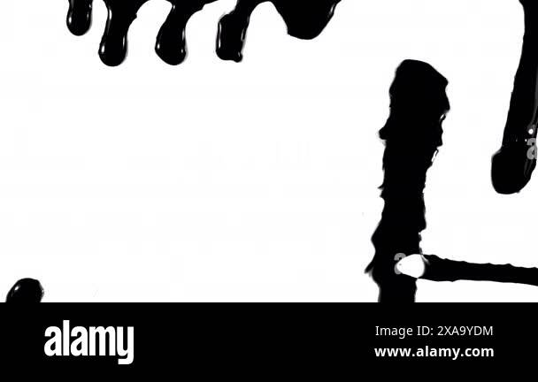 Black ink artistic flow splatter spots spills white paper beautiful ...