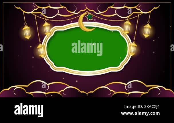islamic green screen background with lantern ornament Stock Video ...