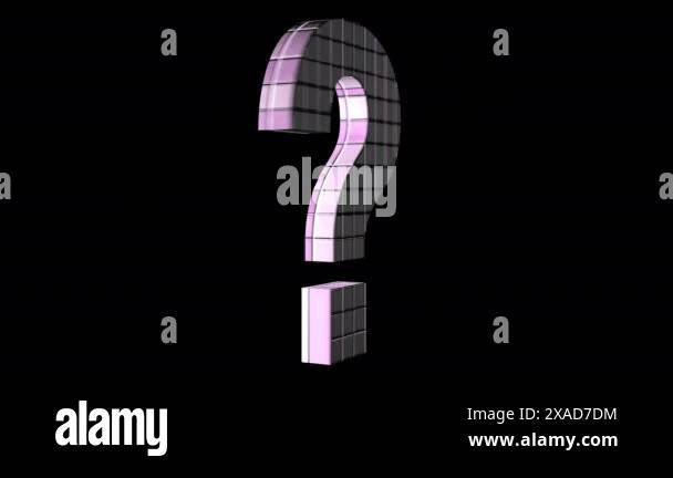3D question mark animation spinning on black transparent background ...