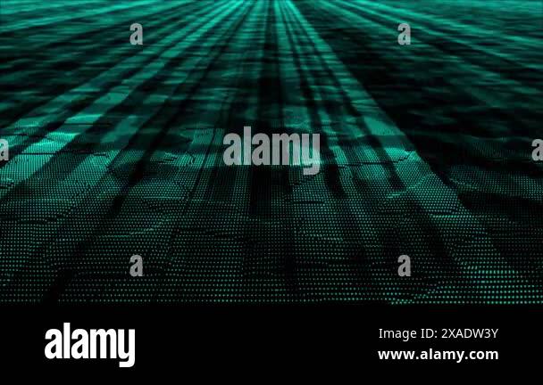 Animated Cyan color digital data flow particles cyber technology ...