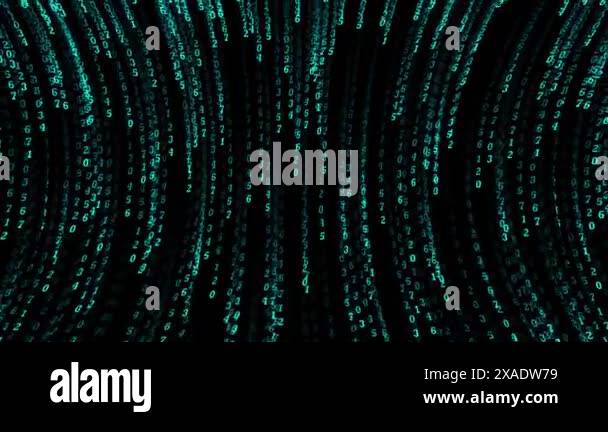 Animated Digital Cyberspace with matrix numbers rain and Digital Data Network Connections. Cyber ...