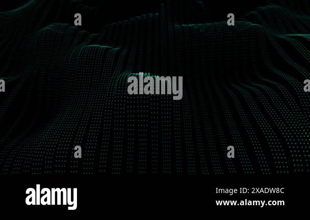 Animated Cyan color particles wave Cyber technology background ...