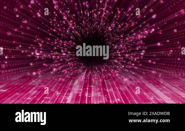 Animated Magenta red color glitter particles technology background, sci ...