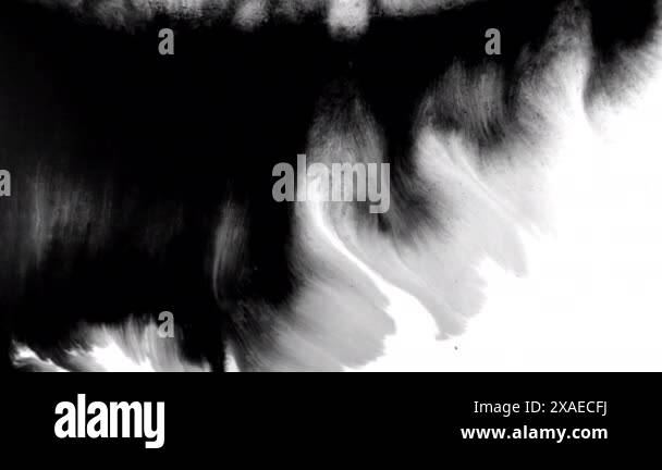 Black ink artistic flow splatter spots spills white paper beautiful ...