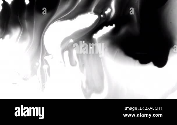 Black ink artistic flow splatter spots spills white paper beautiful ...