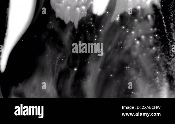 Black ink artistic flow splatter spots spills white paper beautiful ...