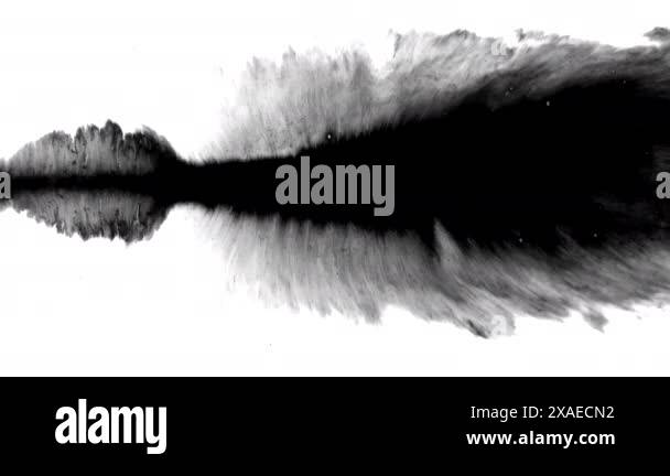 Black ink artistic flow splatter spots spills white paper beautiful ...