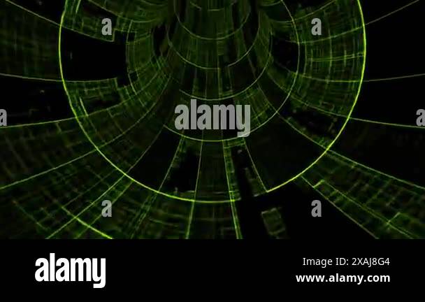 Seamless loop background with digital space tunnel made of morphing HUD ...