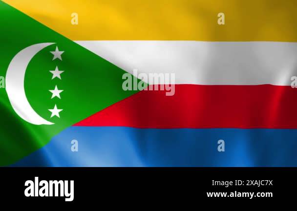 Comoros flag in the wind. Detailed fabric texture. Seamless looped animation Stock Video Footage ...