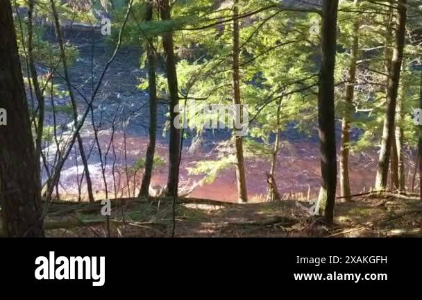 Presque Isle River flows seen through dense forests at Porcupine ...